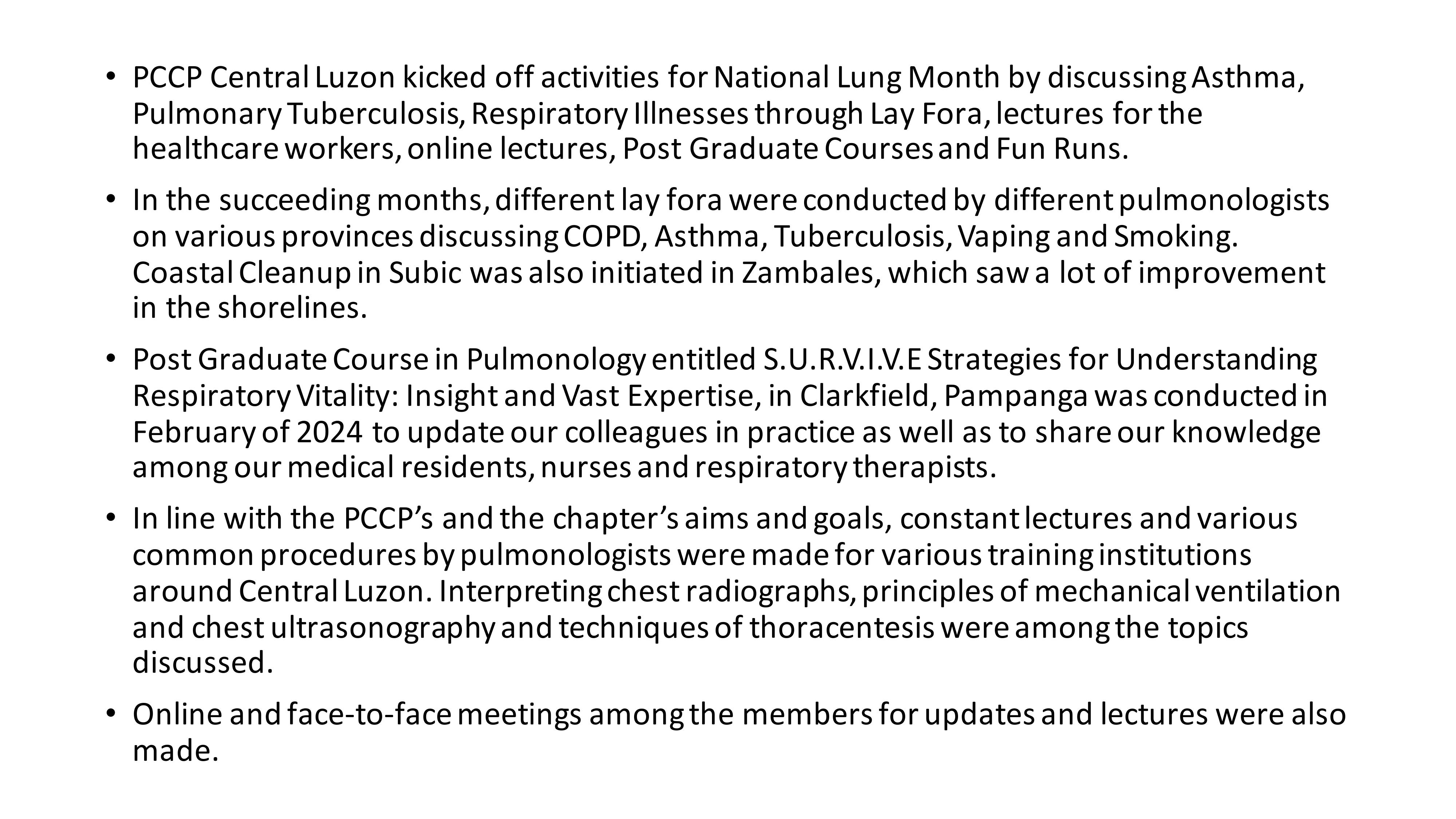 Central Luzon Chapter : Philippine College of Chest Physicians (PCCP)